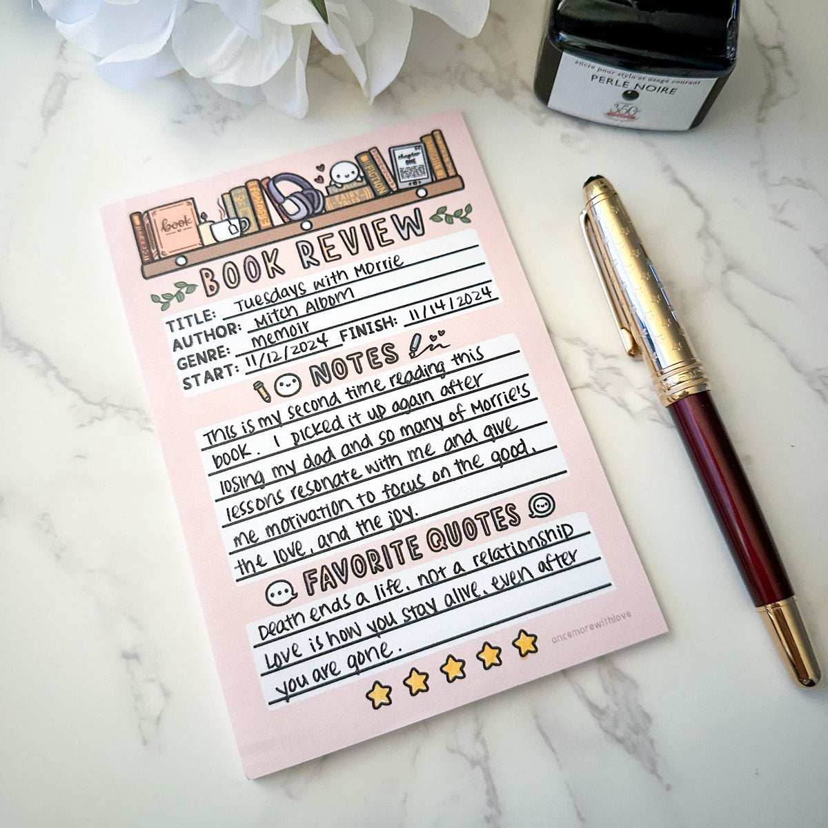 4x6" STICKY NOTE - Book Review – OnceMoreWithLove